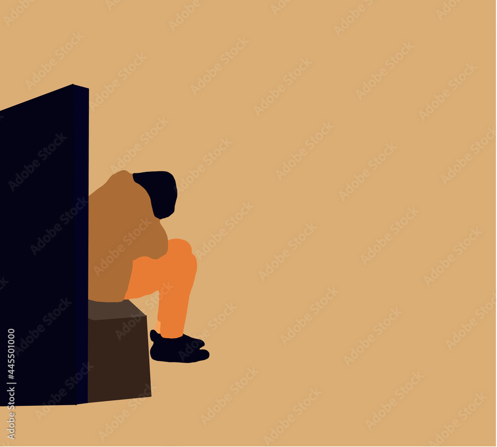 Sad man sitting alone on the park bench, Depressed young man sitting ...