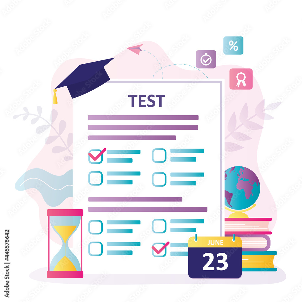 Image vectorielle Stock Exam form with questions. Test sheet with check ...