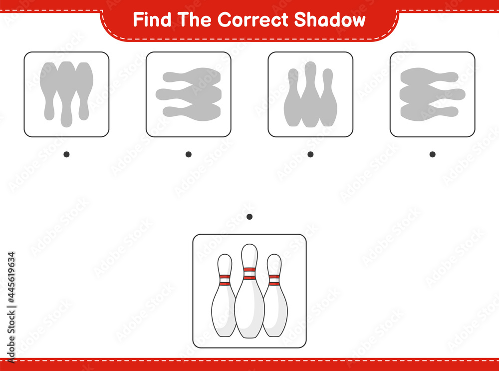 Find the correct shadow. Find and match the correct shadow of Bowling ...