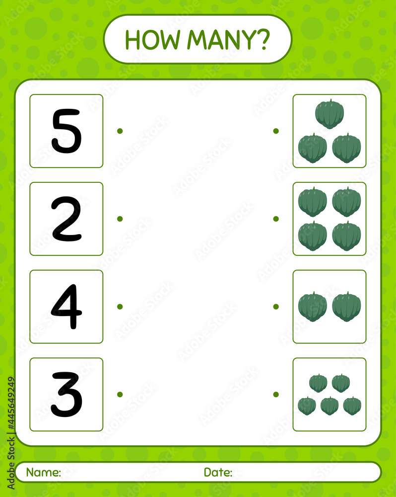 How many counting game with acorn squash. worksheet for preschool kids ...