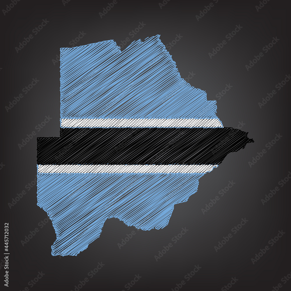 Scribble map of Botswana. Sketch Country map colors for infographic ...