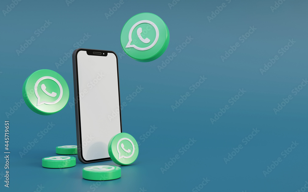 Whatsapp logo with smartphone background design clean and simple 3d ...