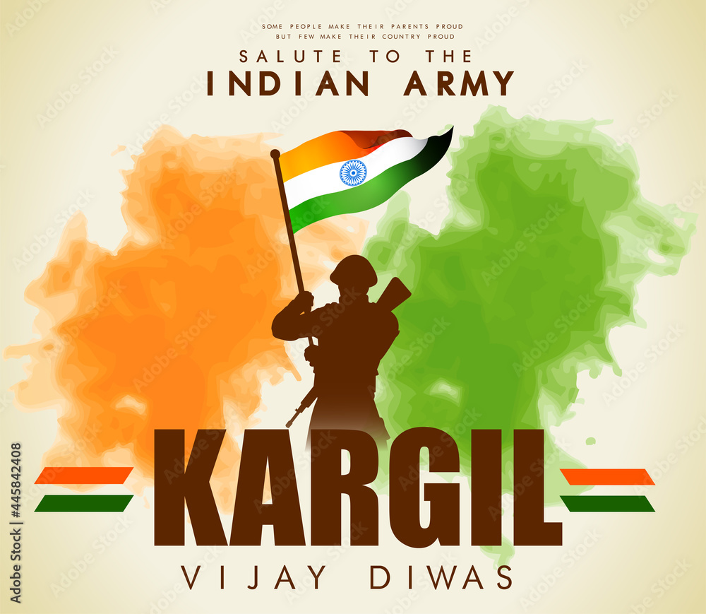 Kargil Vijay Diwas, banner or poster. Vector illustration of Poster for salute indian army, amar ...