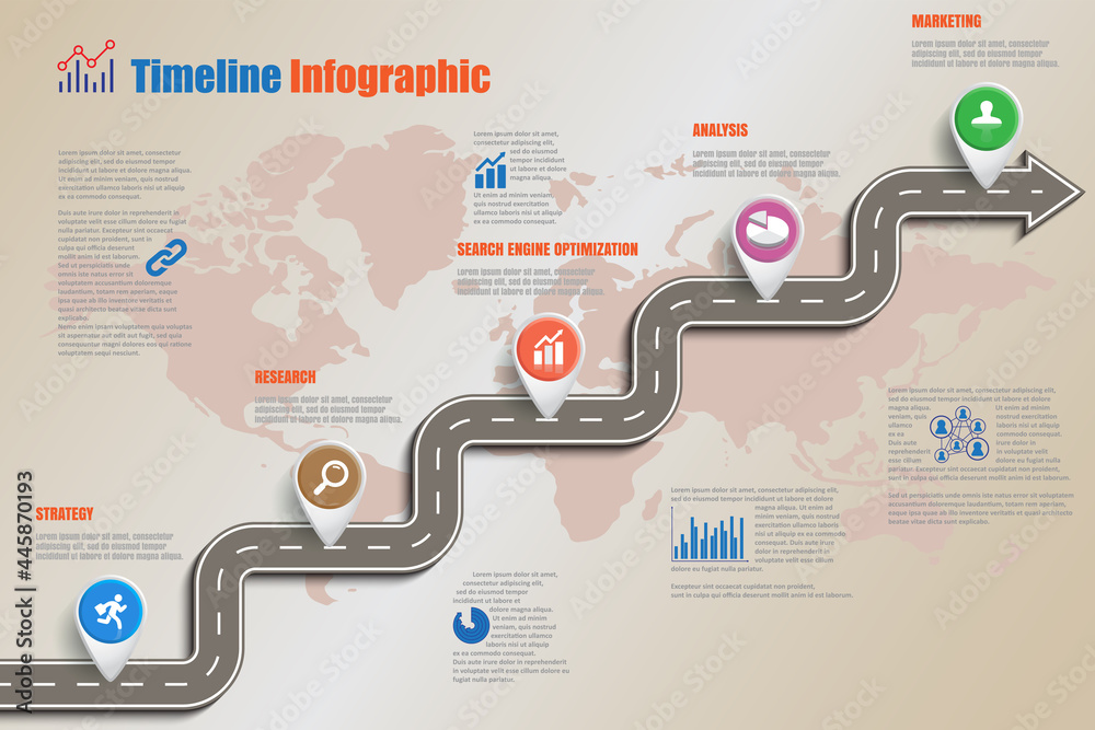 Business Roadmap Timeline Infographic Flat Designed For Abstract 