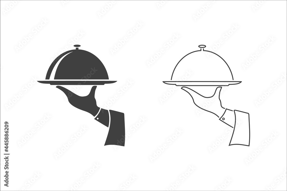 Covered plate icon set. Vector illustration Stock Vector | Adobe Stock