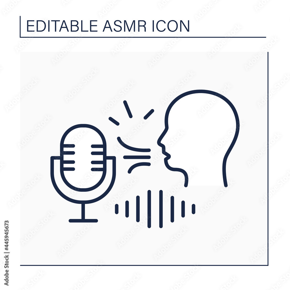 Vector de Stock ASMR line icon. Man blowing into microphone. High ...