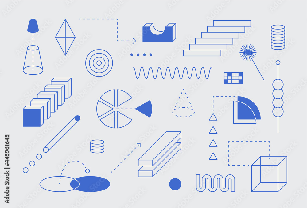 Three-dimensional objects and design infographic concept graphic poster ...