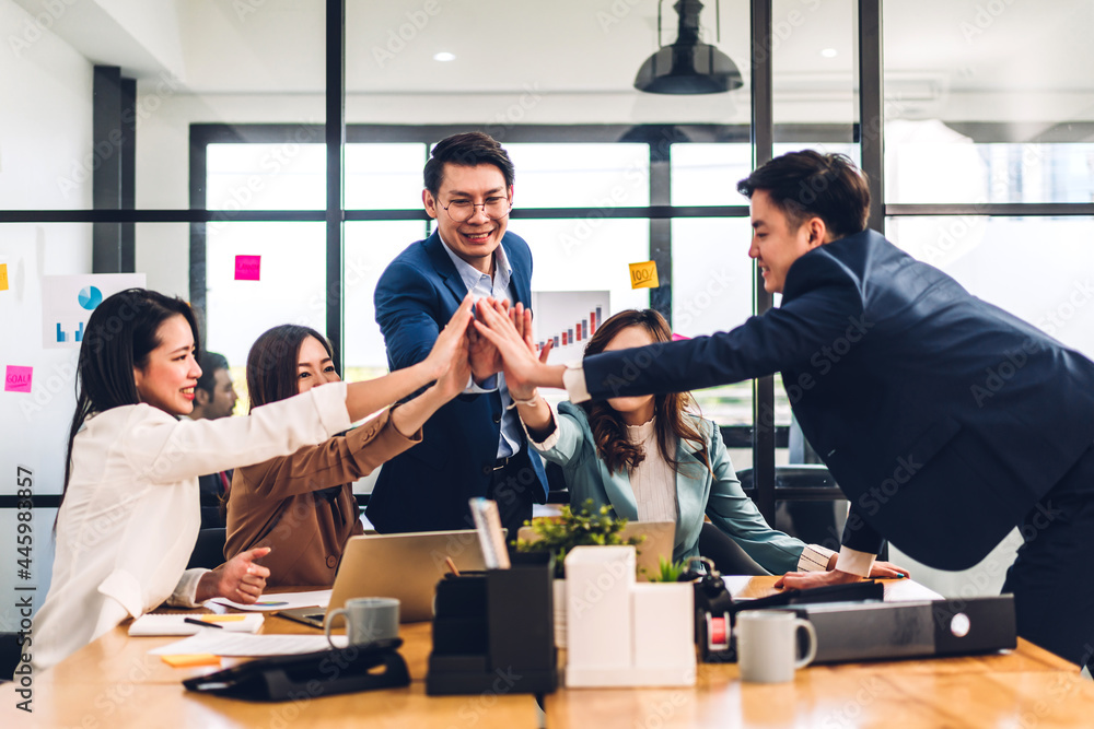 Foto de Stock Successful of group asian professional business people to ...