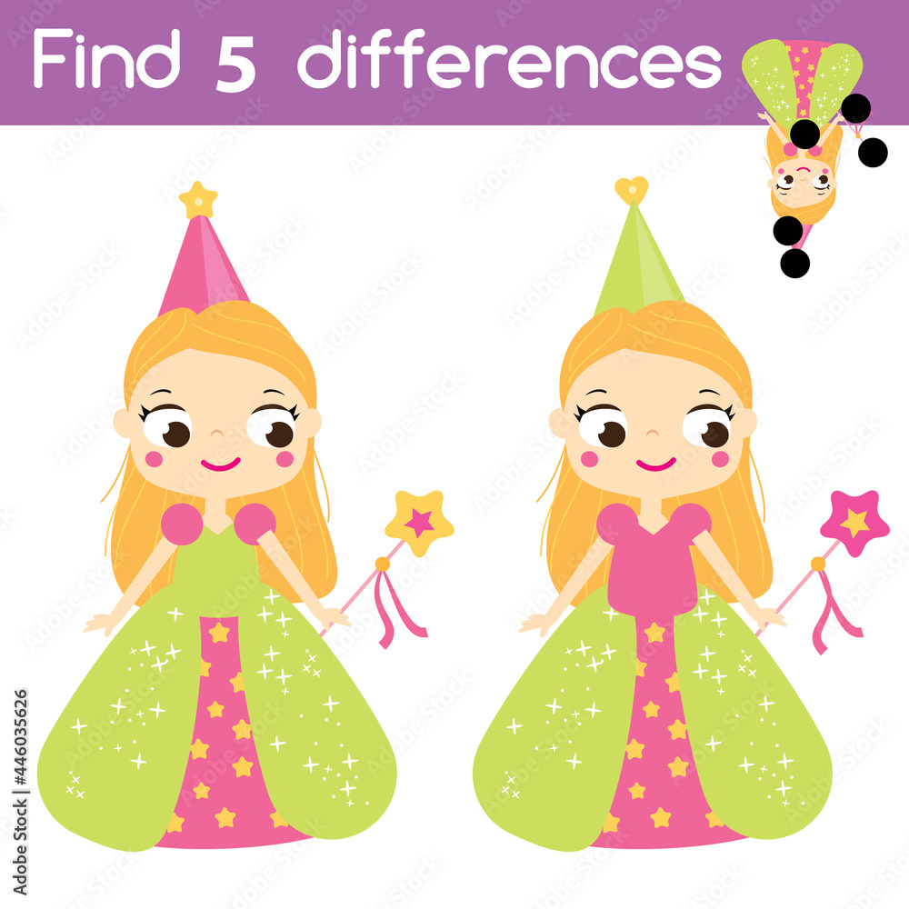Find the differences educational children game. Kids activity with ...