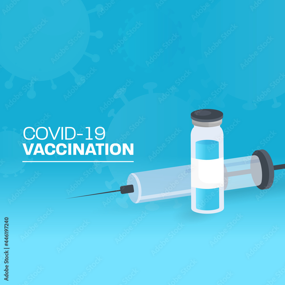 Covid-19 Vaccination Poster Design With Injection Vial And Syringe On ...