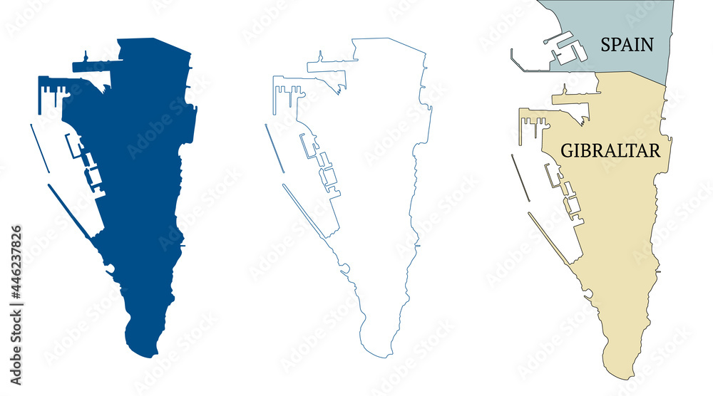 Gibraltar map of the British Oversea Territory. High detailed vector ...