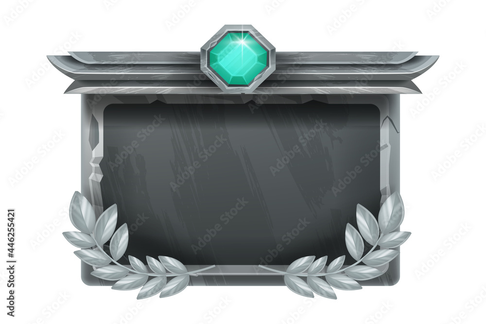 Game UI stone frame, vector medieval rock background, fantasy metal ...