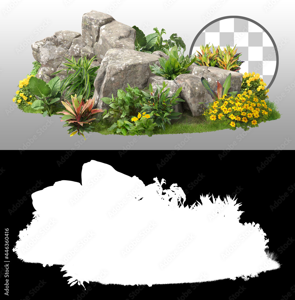 Cutout garden design. Flower bed isolated on transparent background via ...