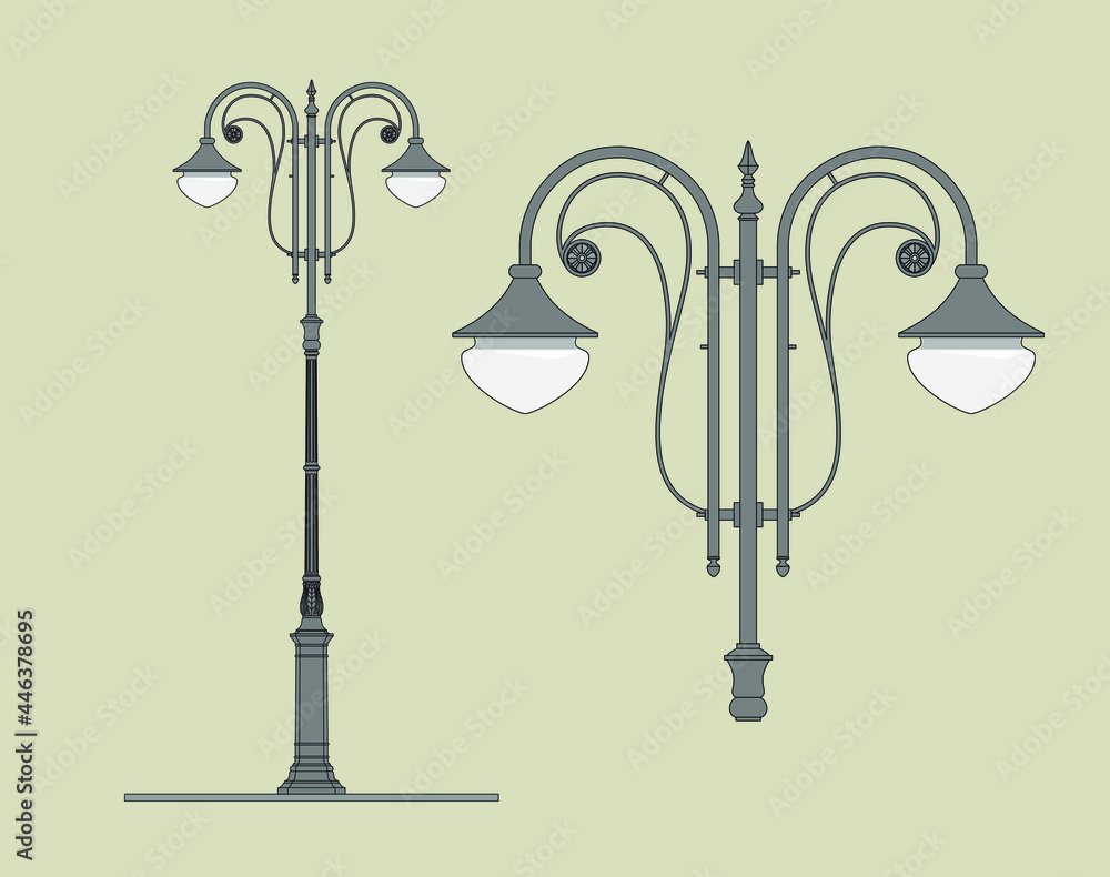 Classic street lamp. Outdoor lighting of the city. Urban design. Design ...