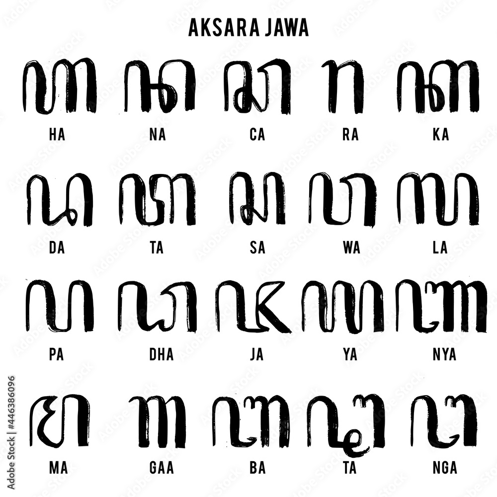 Aksara jawa. Javanese traditional letter vector. Hand writing style ...
