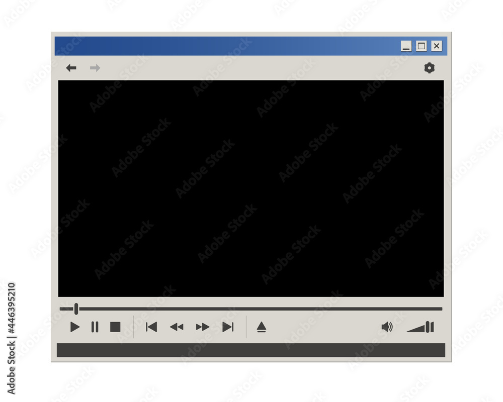 Vintage video player interface. Retro style multi media player window ...