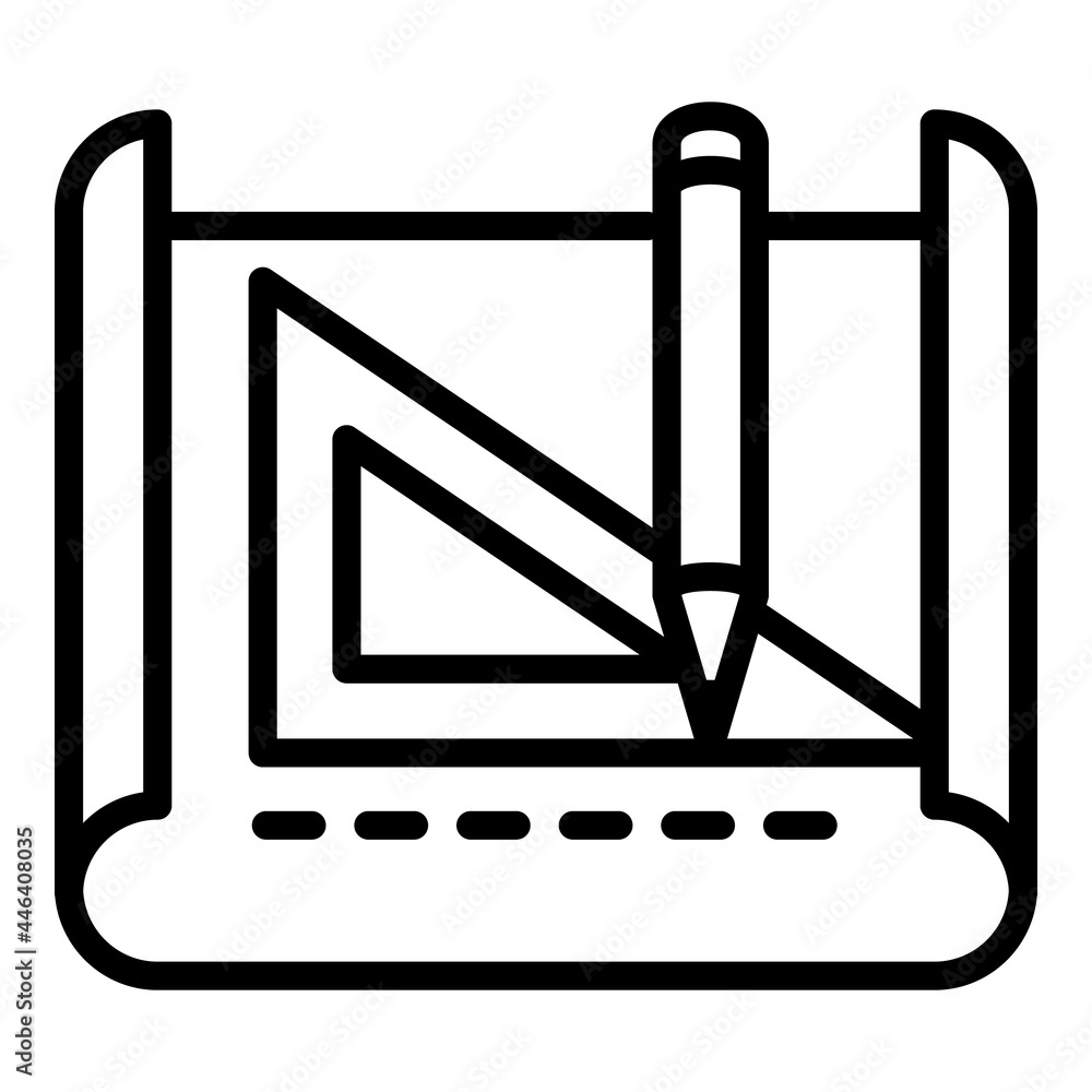 Architect pencil angle ruler icon. Outline architect pencil angle ruler ...