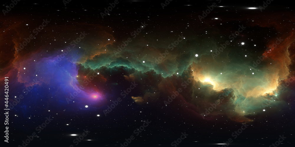 360 degree space nebula panorama, equirectangular projection ...