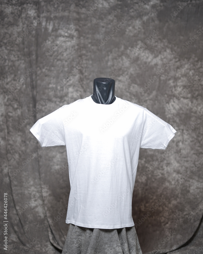 Men's white blank t shirt template, from front side, natural shape on ...