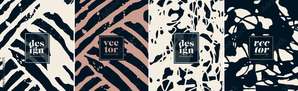 Set of abstract backgrounds for designs and prints. Hand-painted paths ...