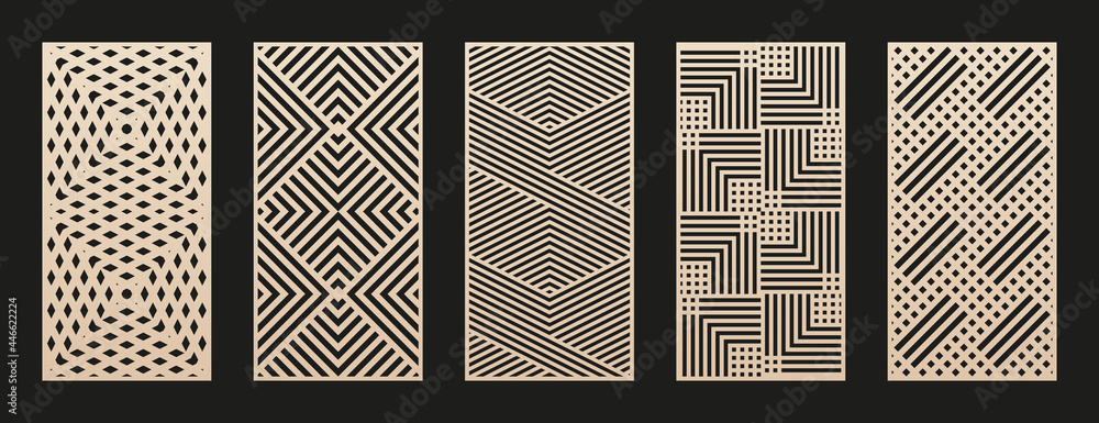 Laser cut patterns collection. Vector set with abstract geometric ...