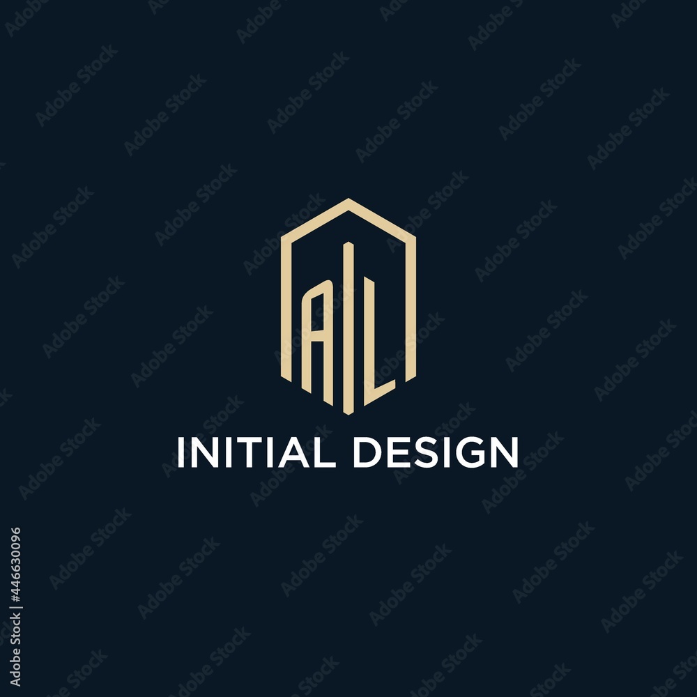 AL initial monogram logo with hexagonal shape style, real estate logo ...