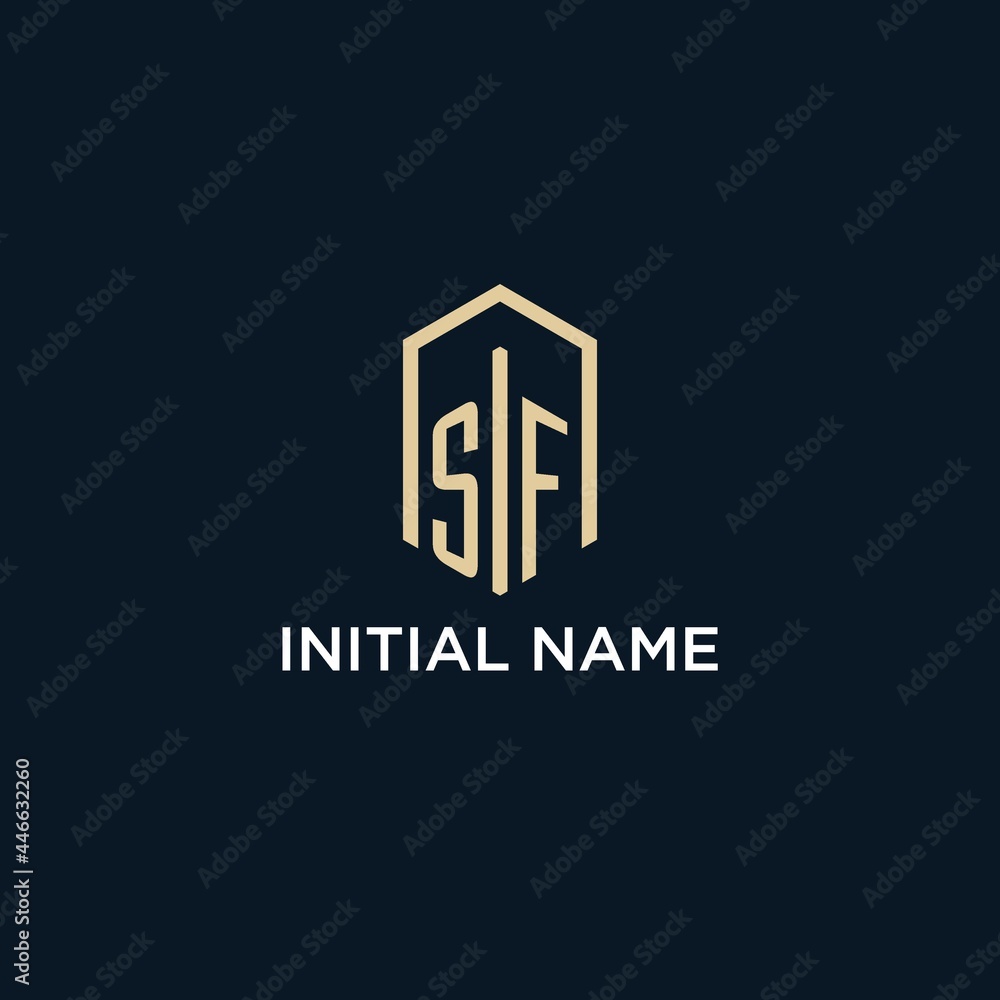 SF initial monogram logo with hexagonal shape style, real estate logo ...