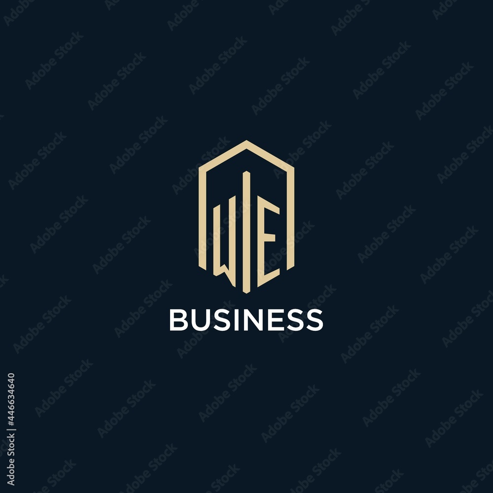 WE initial monogram logo with hexagonal shape style, real estate logo design ideas inspiration ...