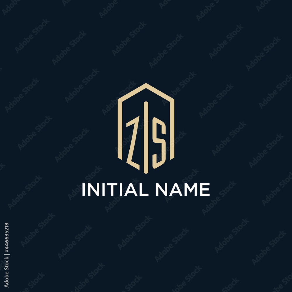 ZS initial monogram logo with hexagonal shape style, real estate logo design ideas inspiration ...