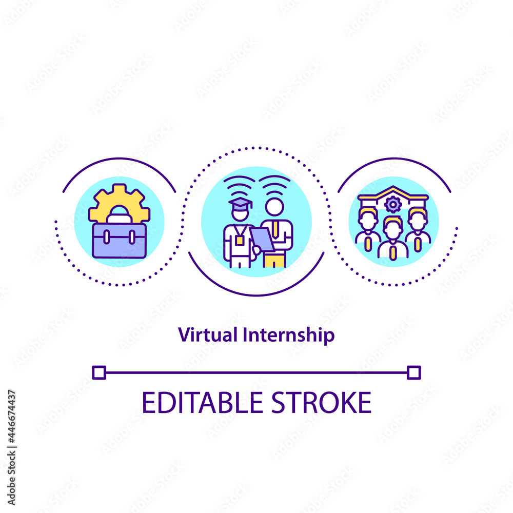 Virtual internship concept icon. Remote intern abstract idea thin line ...