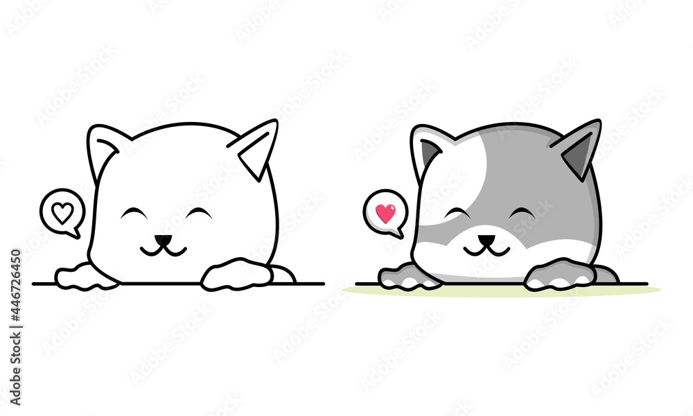 cat sleeping coloring page for kids Stock Vector | Adobe Stock