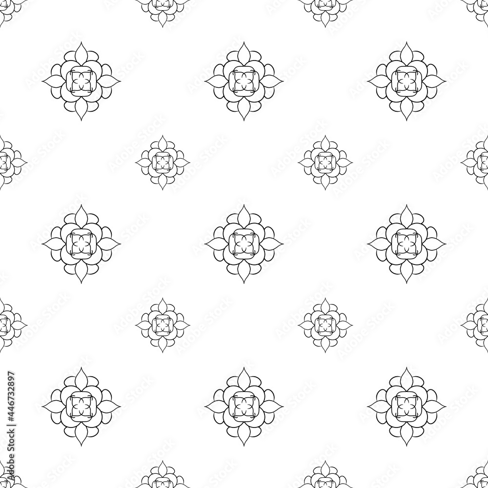 hand-drawn floral and mandala outline repeat pattern, repeat pattern ...