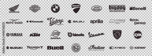 Motorcycles brands logos collection, vector flat icons set. Honda ...