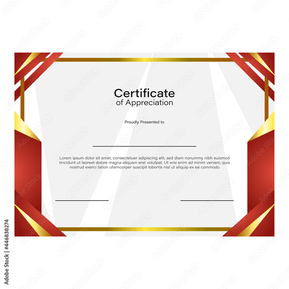 Red and gold graduation certificate border design template Stock Vector ...