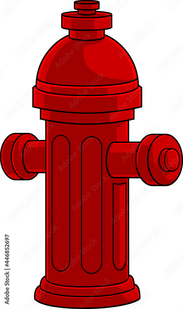 Cartoon Red Fire Hydrant. Vector Hand Drawn Illustration Isolated On ...