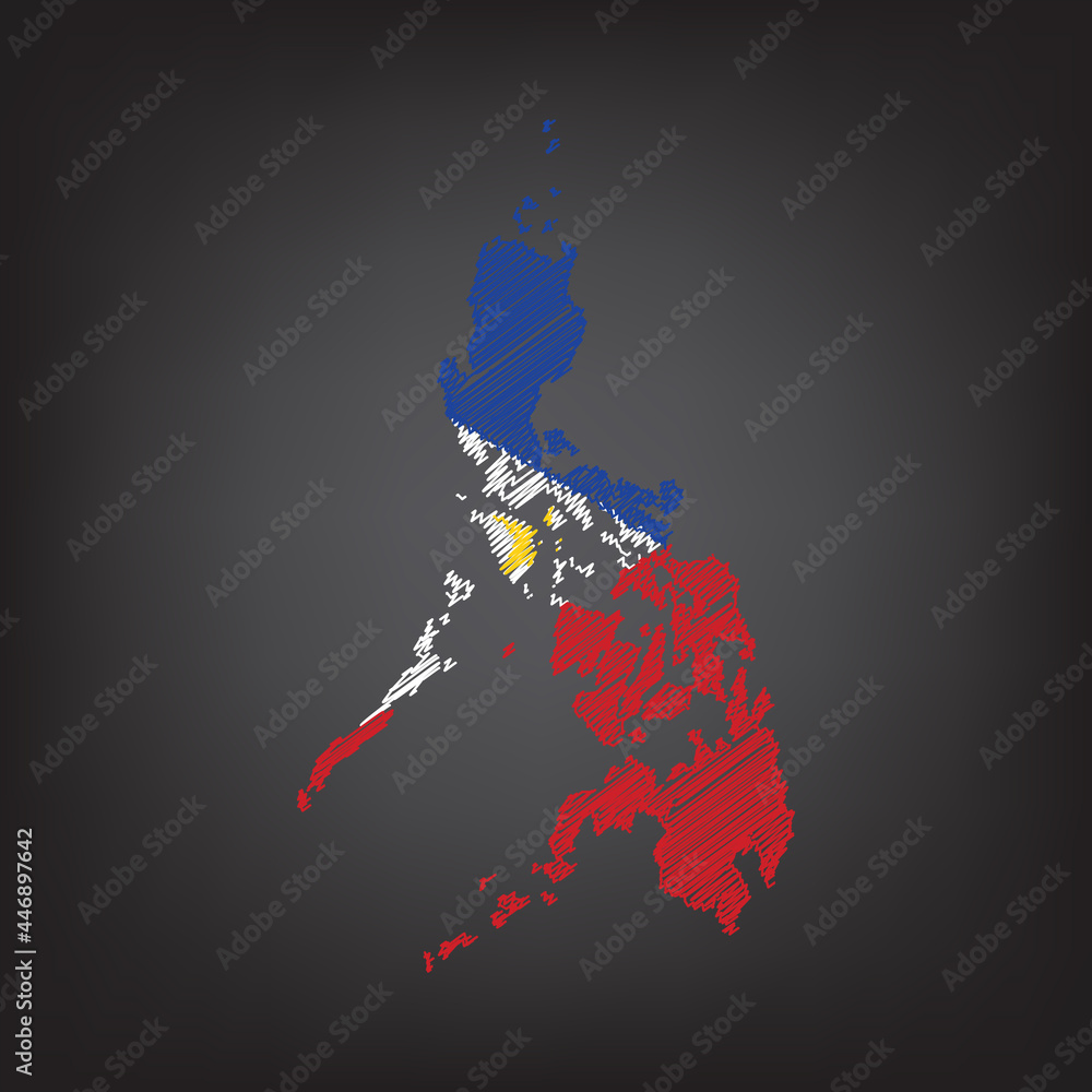 Scribble map of Philippines. Sketch Country map colors for infographic ...