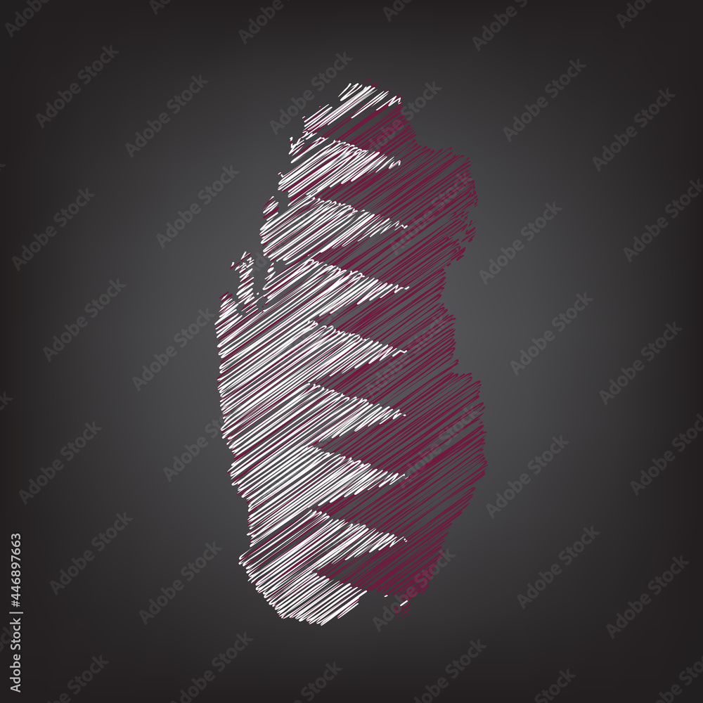 Scribble map of Qatar. Sketch Country map colors for infographic ...
