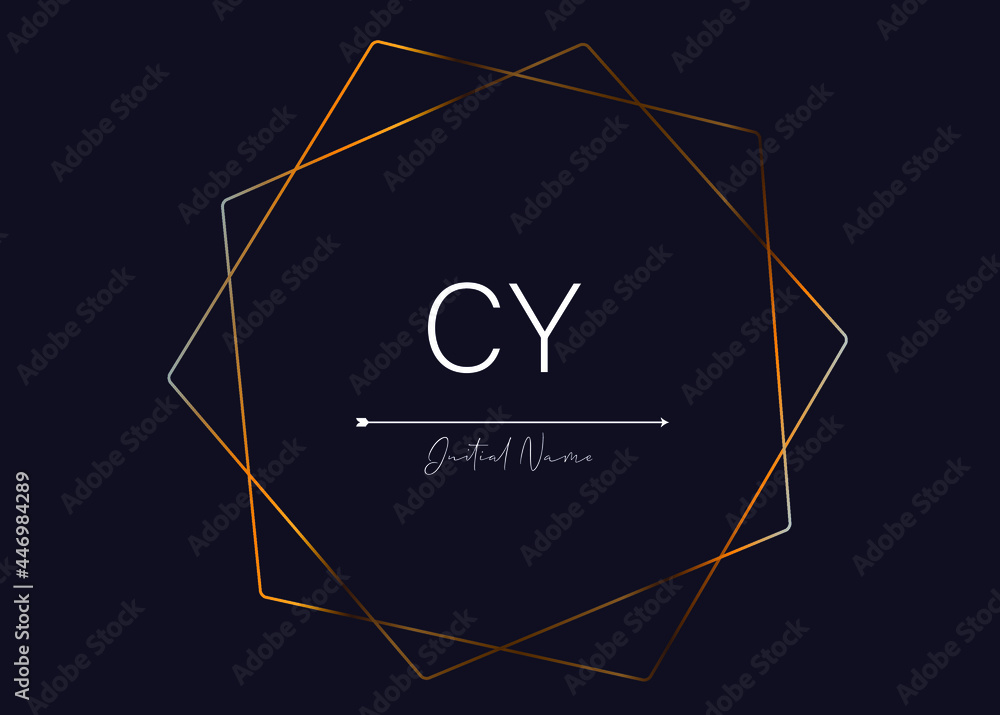 Stylish and elegant Golden polygon with letter CY with dark blue ...