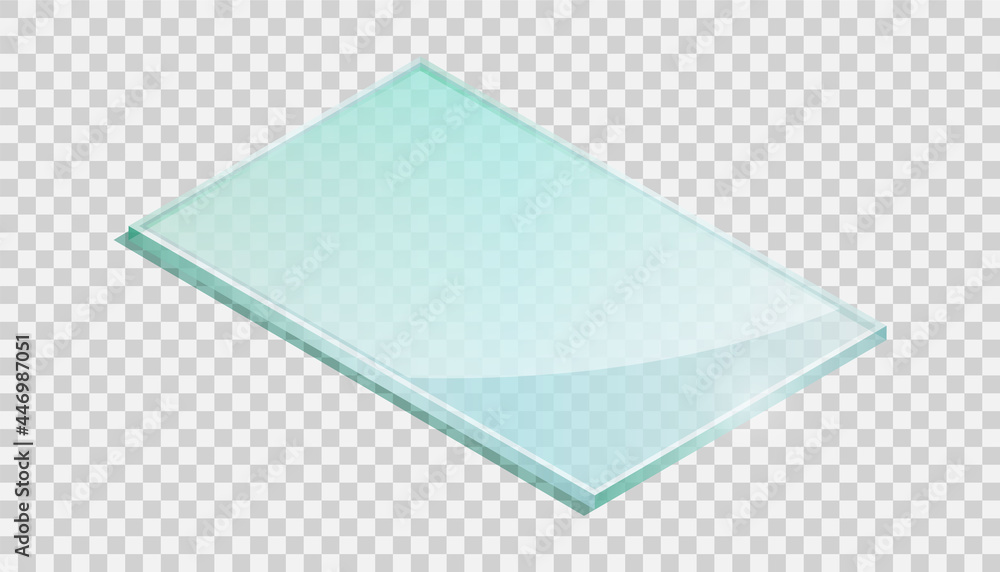 Vector illustration sheet of tempered glass isolated on transparent ...