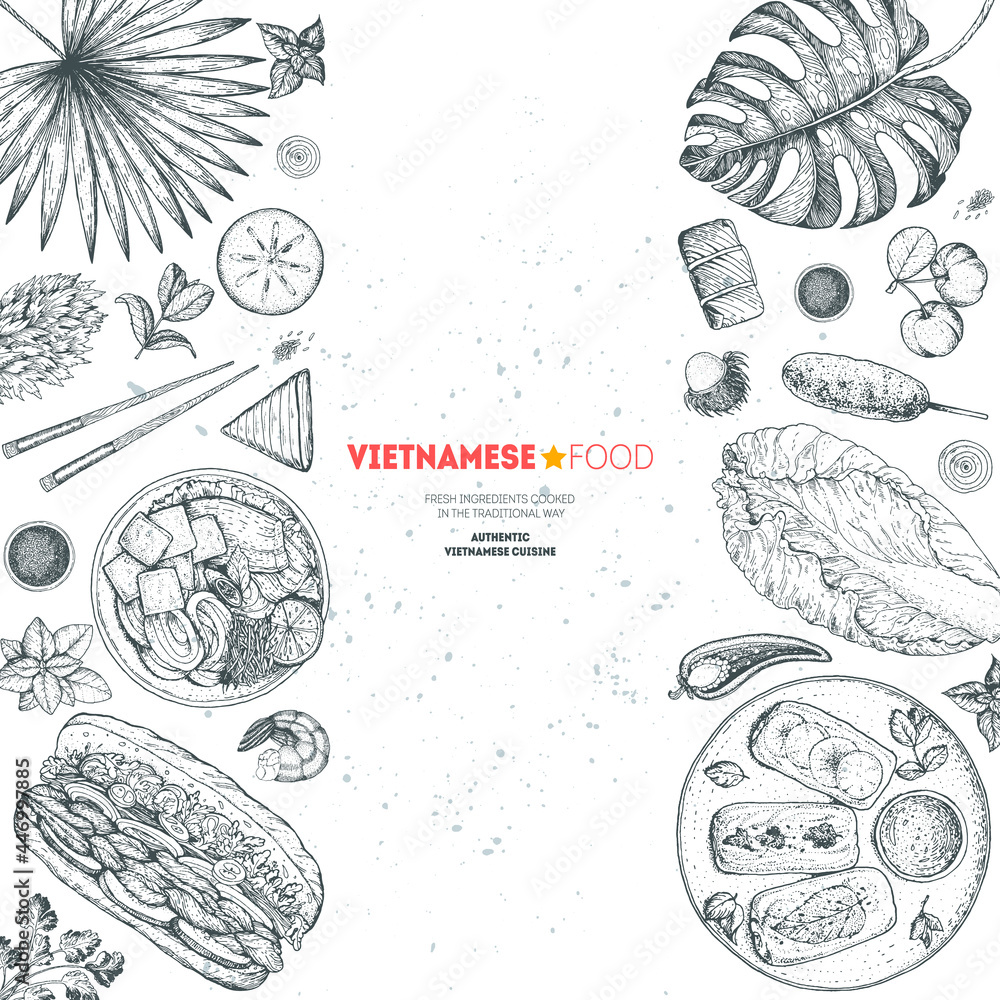 Praca wektorowa bez tantiem: Vietnamese food poster. A set of ...