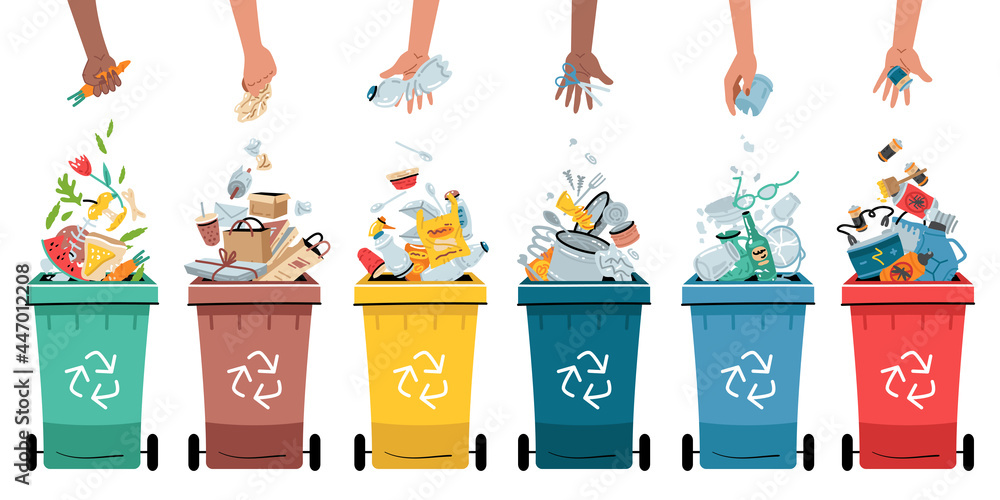 Garbage segregation. Waste separate, classification and recycling ...