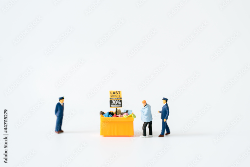 Miniature people Thief Robber stolen goods in supermarket department ...