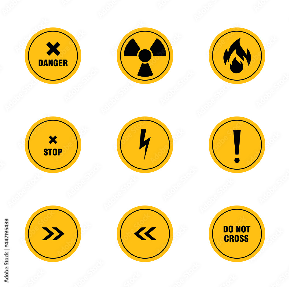 Danger Symbol Icons, Hazard Symbols,Warning Hazard Symbols Stock Vector ...