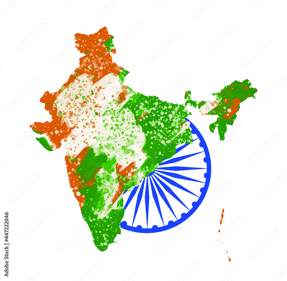India map. Republic of India Map made by Indian flag color brush ...