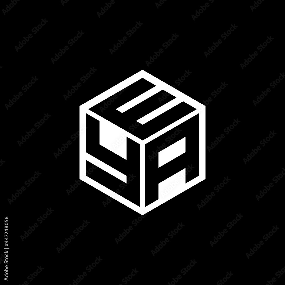 YAE letter logo design with black background in illustrator, cube logo ...