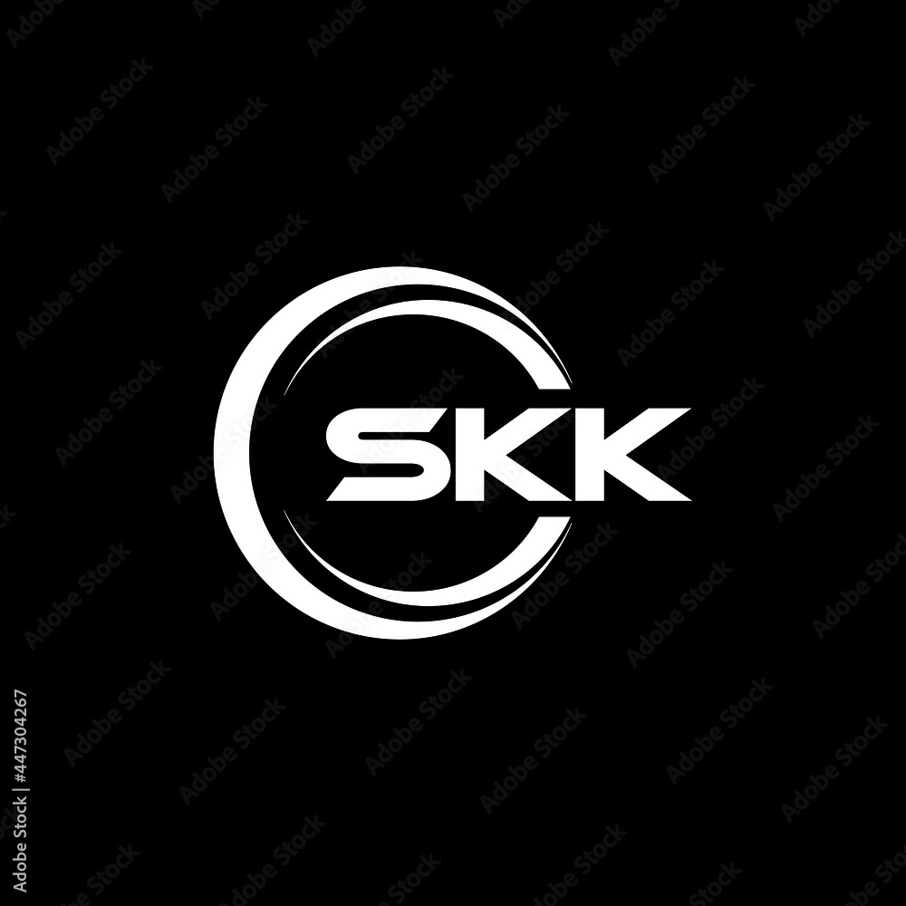 SKK letter logo design with black background in illustrator, cube logo ...