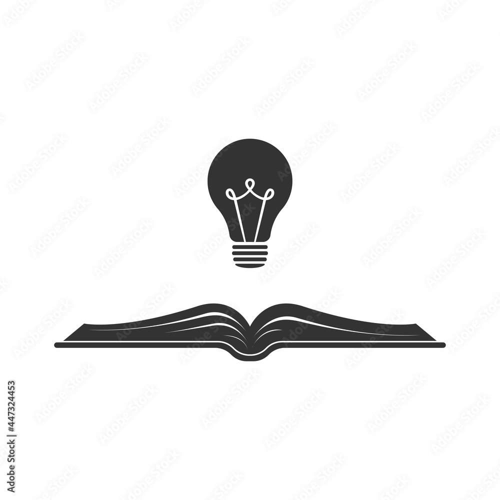 Lamp and open book icon. Success concept, ideas. Stock Vector | Adobe Stock