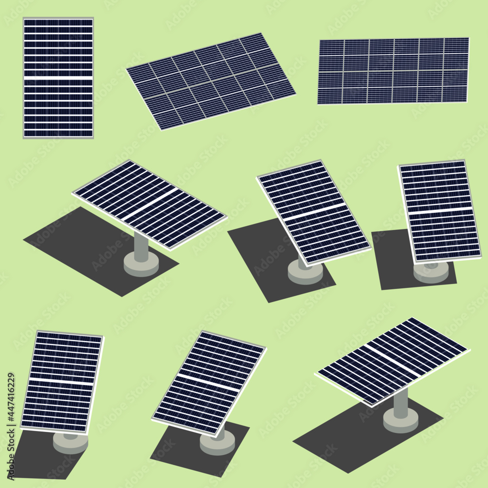 Isometric Drawing of Solar PV Module Photofoltaic, Modular with Shadow ...