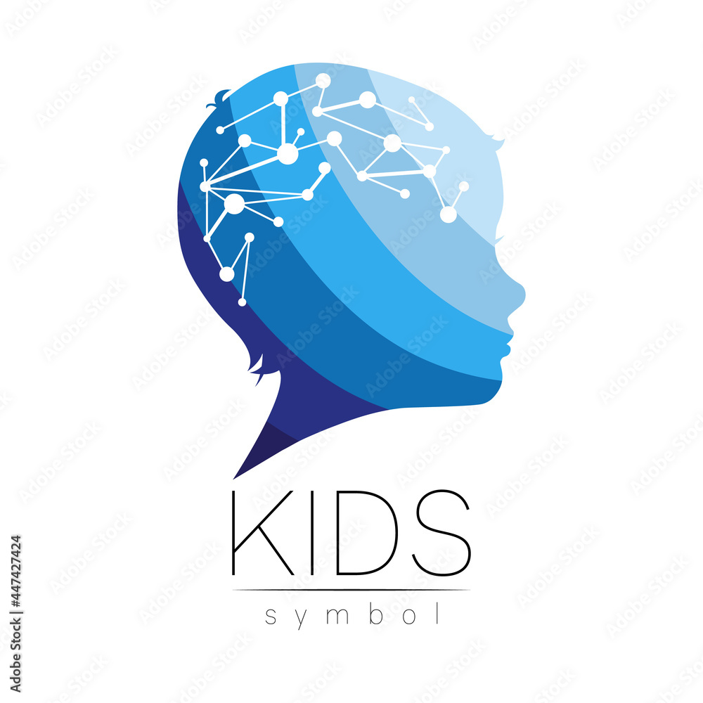Children Vectot Logo Care Sign or Symbol. Silhouette profile human head ...