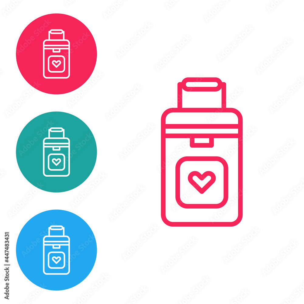 Red line Cooler box for human organs transportation icon isolated on ...